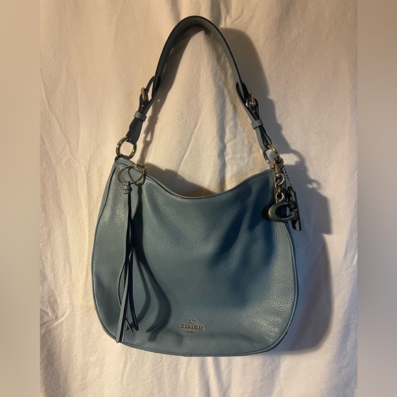 Coach | Bags | Coach Beautiful Slate Blue Hobo Bag Pebble Leather ...